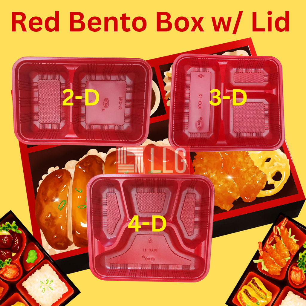 (10 pcs) Bento Box - Black and Red Microwavable | Shopee Malaysia