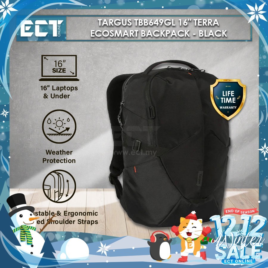 Targus TBB649GL / TBB64904GL 15-6" Terra EcoSmart Backpack - (Black ...