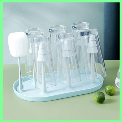 Glass Cup Rack Stand with Brush for Drinking Glass Storage Holder ...