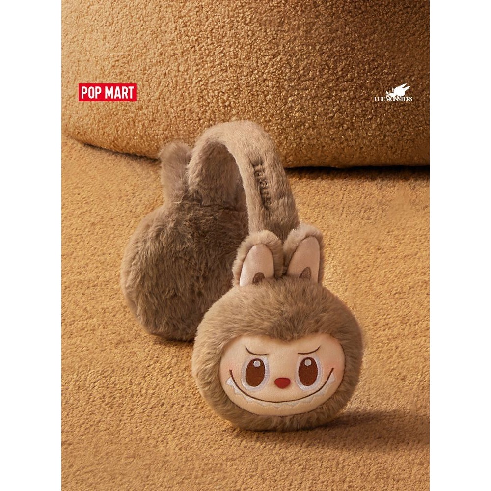 Genuine POPMART Warm fluffy series LABUBU Plush hat and Plush earmuffs ...