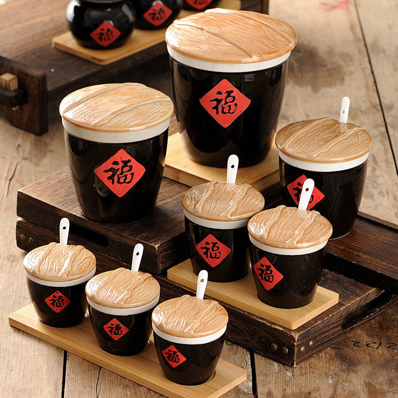 Tangki kata berkat retro Tangki air kecil tembikar tanki rempah kuno ...