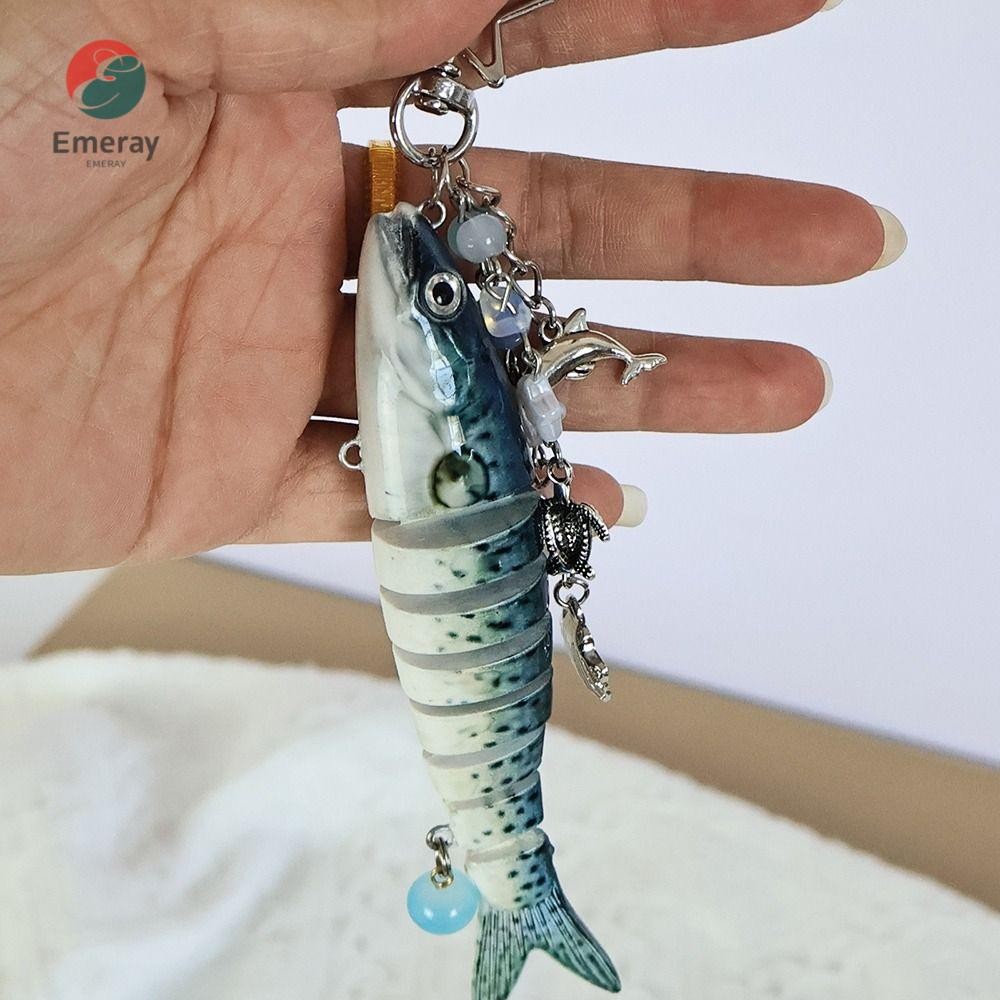 EMERAY Fish Hook Key Chain, Simulation Multi Jointed Fish Keychain ...