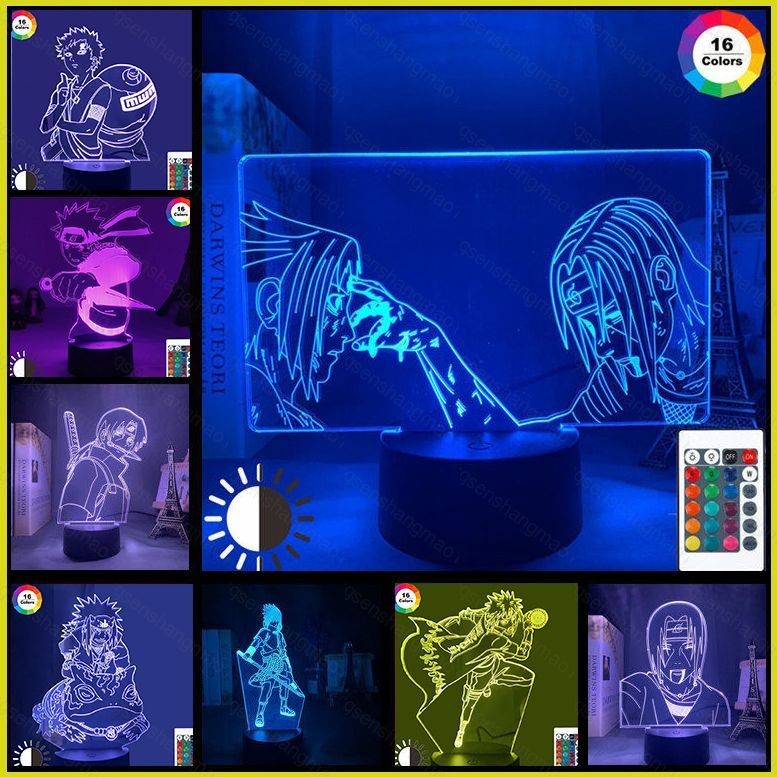 PS1 Naruto Night Lights Figure Sasuke Itachi Uchiha Bedroom Decor ...