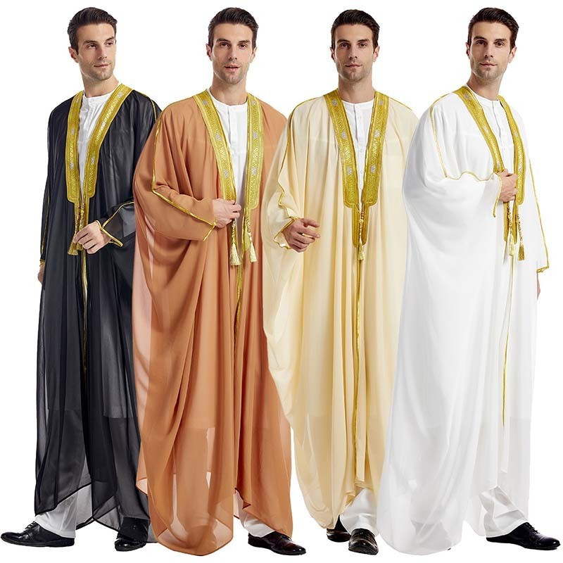 Middle East Men Jubba Thobe Robe Islam Clothing Dubai Saudi Abayas ...