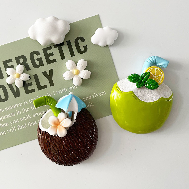 【Shipment within 24 hours‌】 Ins style cute coconut fridge magnet ...