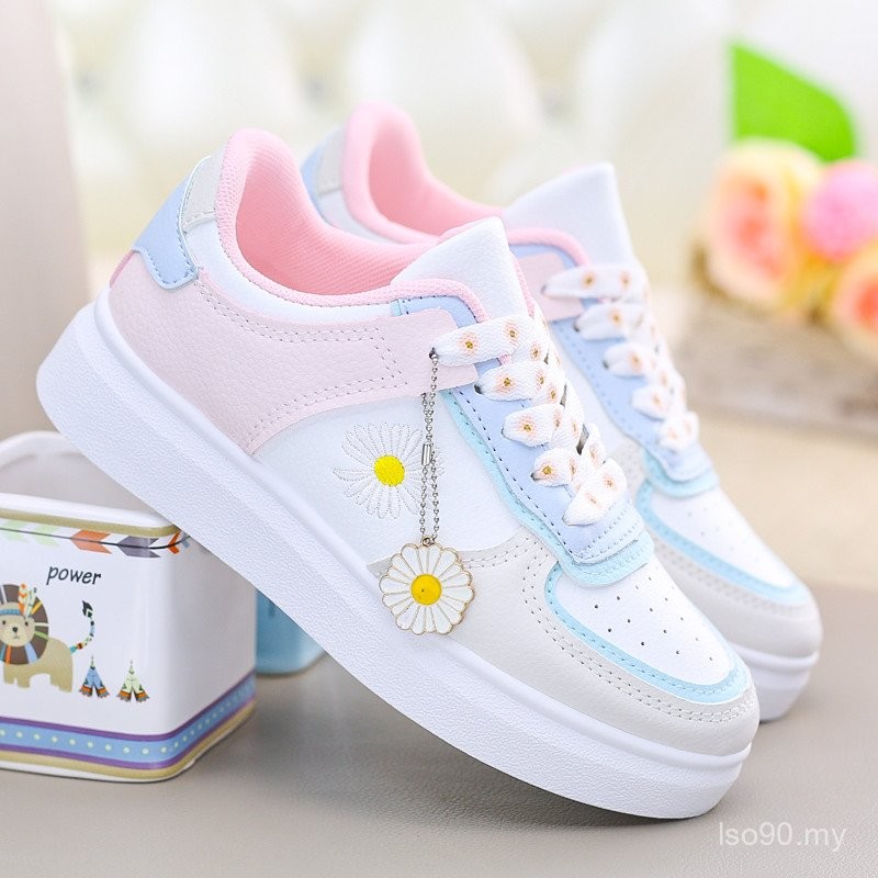 Kasut Sniker Perempuan Kasut Putih Serbaguna Kasut Rata Mudah untuk ...