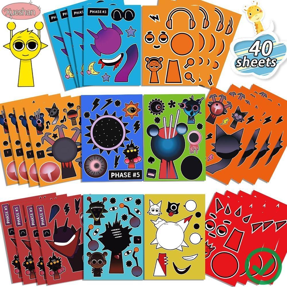 XUESHAN Incredibox Sprunki Stickers, Waterproof Removable Cartoon Music ...