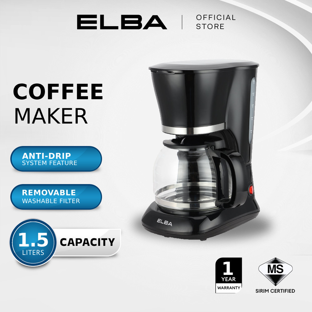 (NEW) ELBA Coffee Maker ECM-R1583(BK) - Black (1.5 L / 12 cups ...