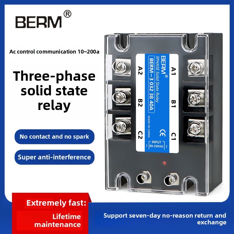 SSR Three-Phase Solid State Relay Ac Control Ac 380V BEM3-40AA 60A BRM3 ...