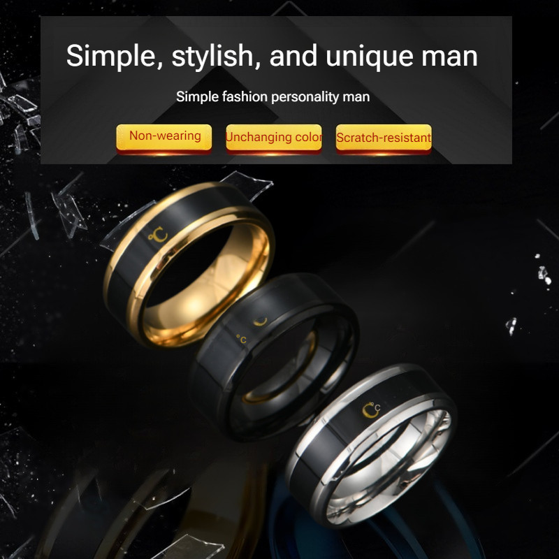 Smart Temperature Sensing Stainless Steel Temperature Ring Personalized ...