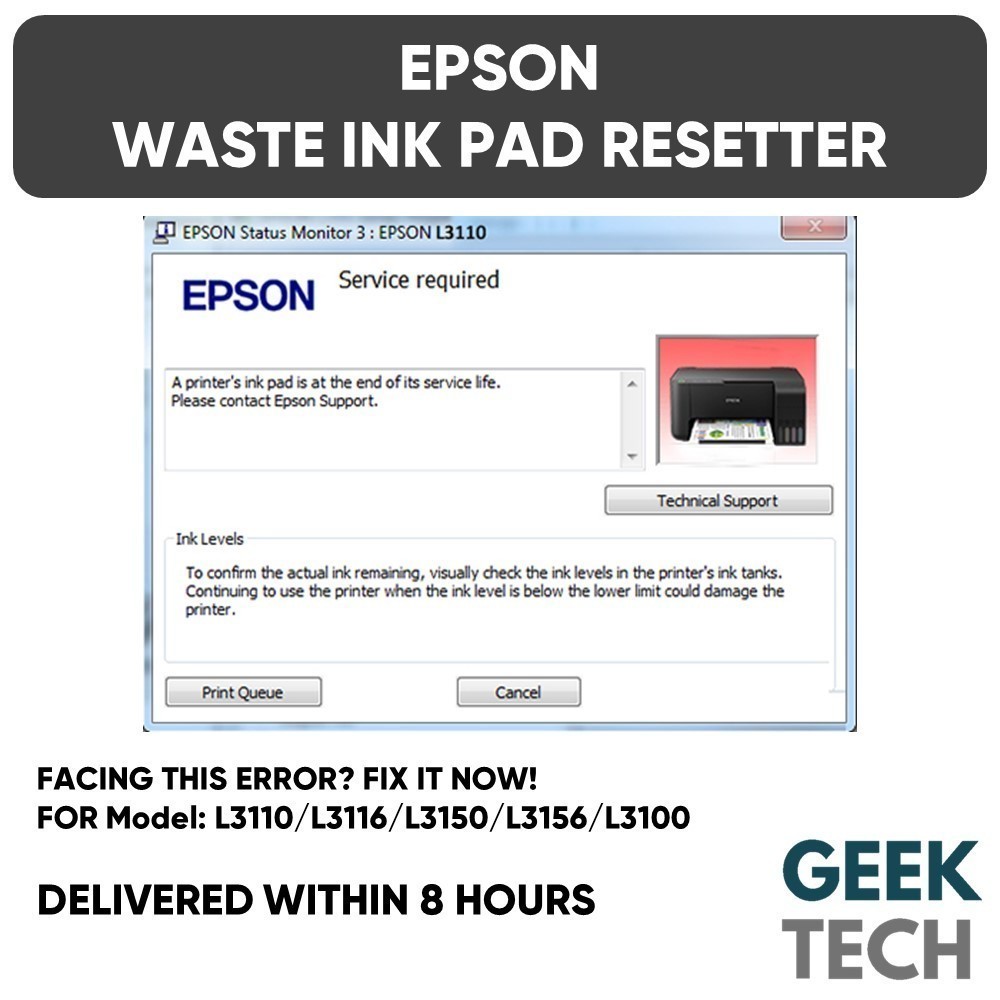 EPSON Printer Waste Inkpad Resetter for L3100/L3110/L3116/L3210/L3250 ...