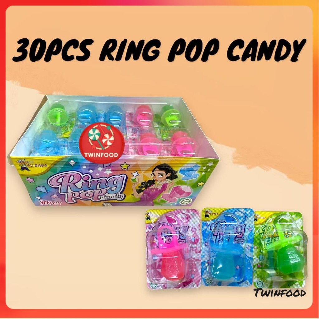 30pcs Ali Ring Pop Candy buah buahan flavour (halal) / Gula Lollipop ...