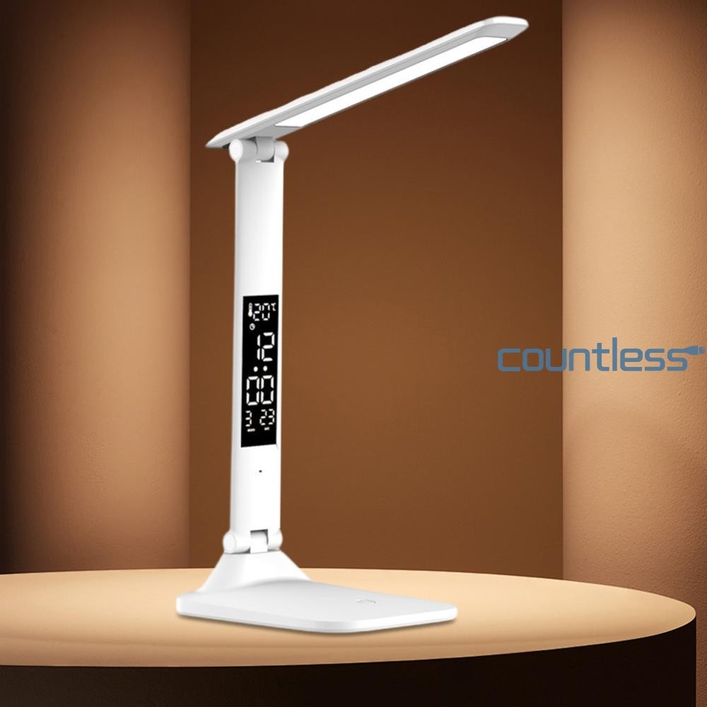 LED Desk Lamp 3 Brightness Levels Touch Dorm Lamp with Clock Date ...