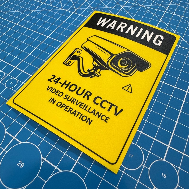 24-Hour CCTV Warning Signs Waterproof Sticker Video Surveillance In ...