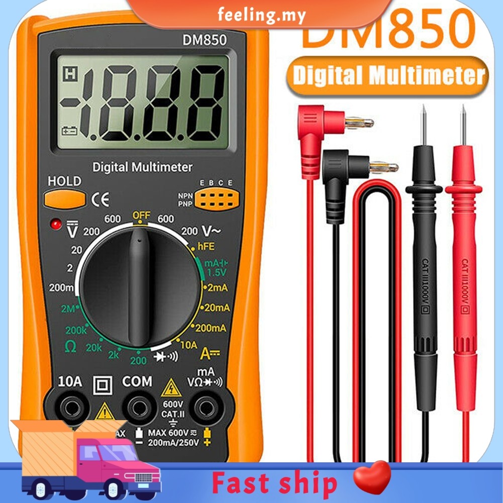 LCD DM850 Digital Voltmeter Ammeter Ohmmeter Multimeter Volt AC DC ...