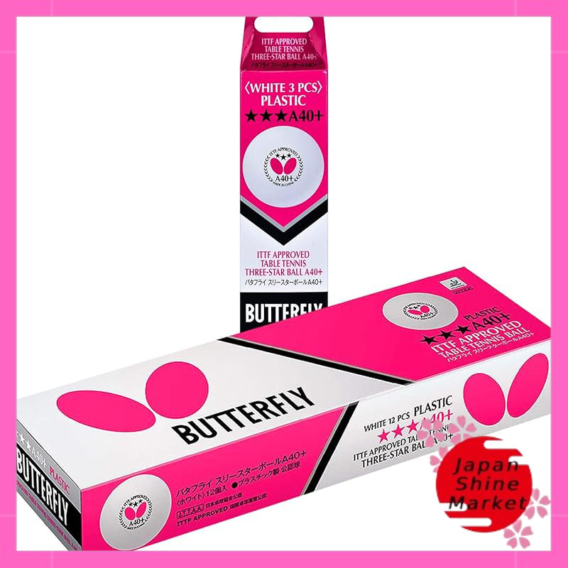 Butterfly 3-Star A40+ Table Tennis Balls - White, 1 Dozen (12 Pack) | Shopee Malaysia