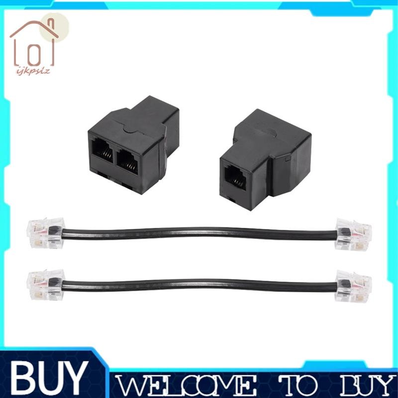 2PCS RJ11 Telephone Cable Splitter 15cm Cable 6P4C 2 Ports Telephone ...