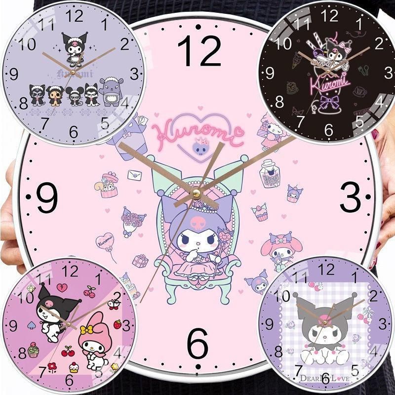 20CM Kawaii Anime Sanrio My Melody Kuromi Wall Clock Cartoon Child ...