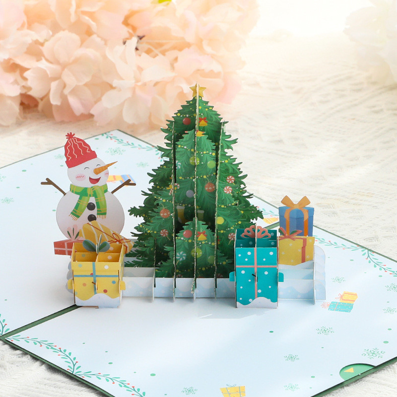 3D Pop Up Christmas Greeting Cards Snowman Christmas Tree Cards ...