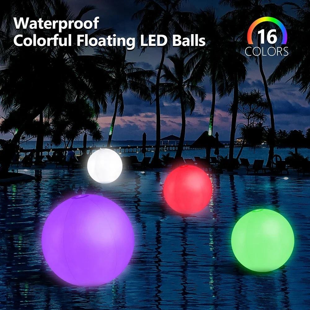 Inflatable Pool Beach Ball 16 Colors LED Glowing Inflatable Beach ...
