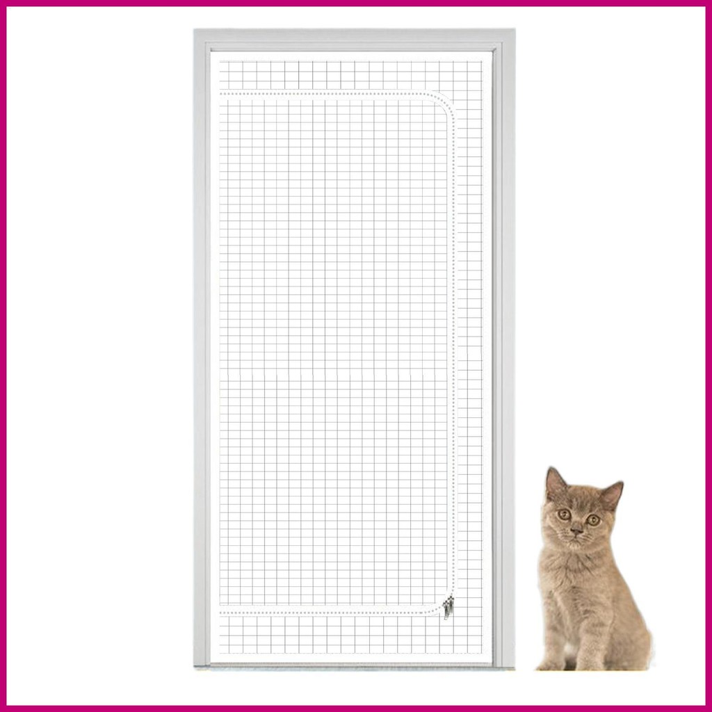 Pet Screen Door Cat-Proof Mesh Gate Thickened Interior Net with Zipper ...