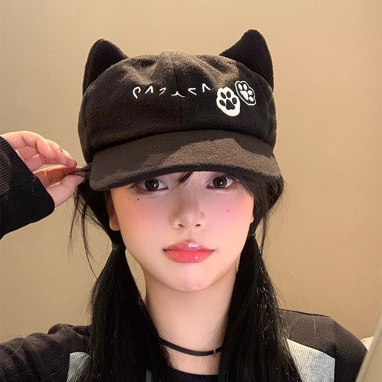 Cute Cat Ears Hat for Women Anime Animation Cosplay Baseball Cap Autumn ...