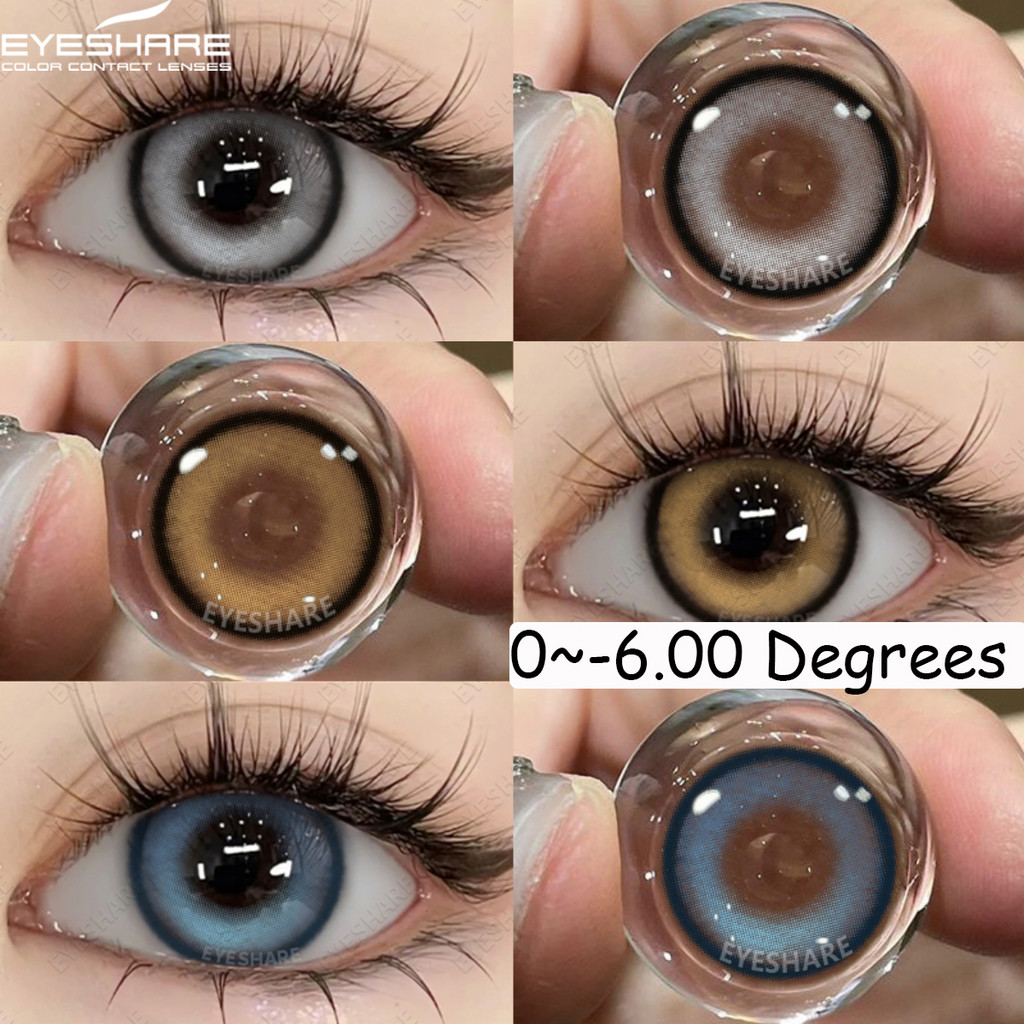 【Power 0.00~-6.00】 Gray/Brown Myopia Contact Lenses for Big Eyes ...