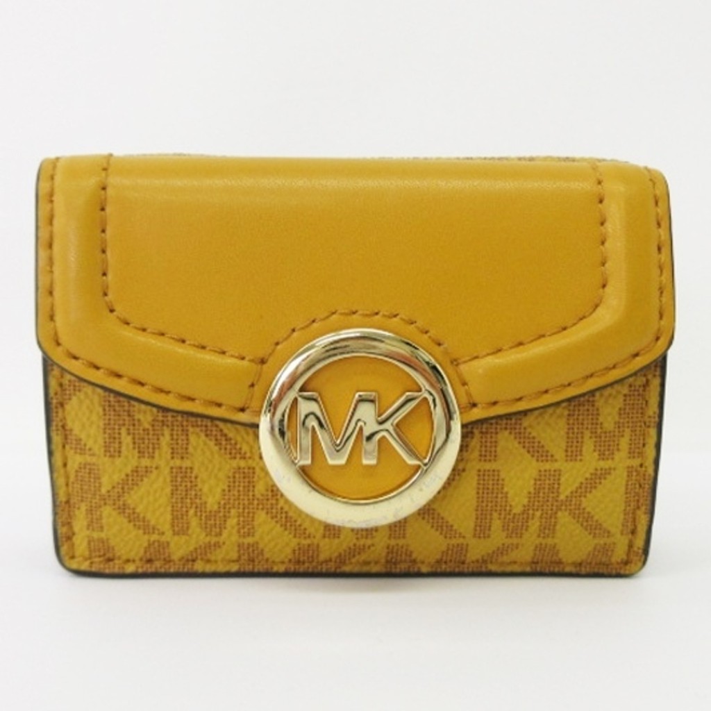 Michael Kors MK pattern compact wallet tri-fold leather yellow Direct ...