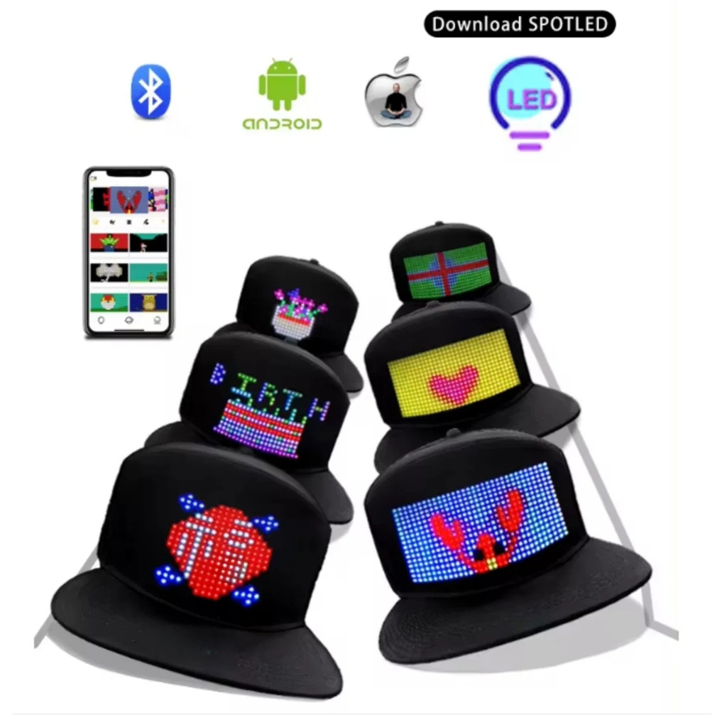 LED Glowing Hat LED Matrix Scrolling Text Display Message Pattern ...