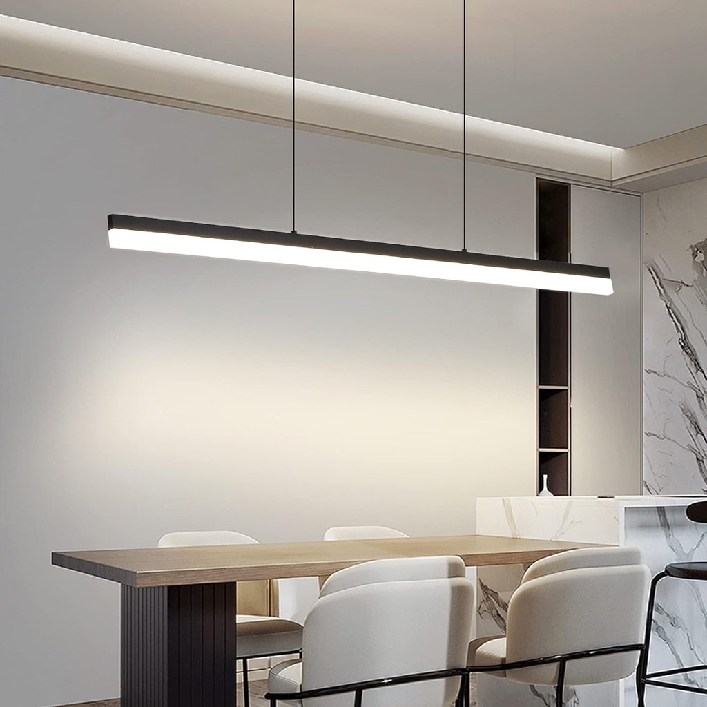 Modern LED Linear Chandeliers Hanging Light Office Kitchen Pendant ...