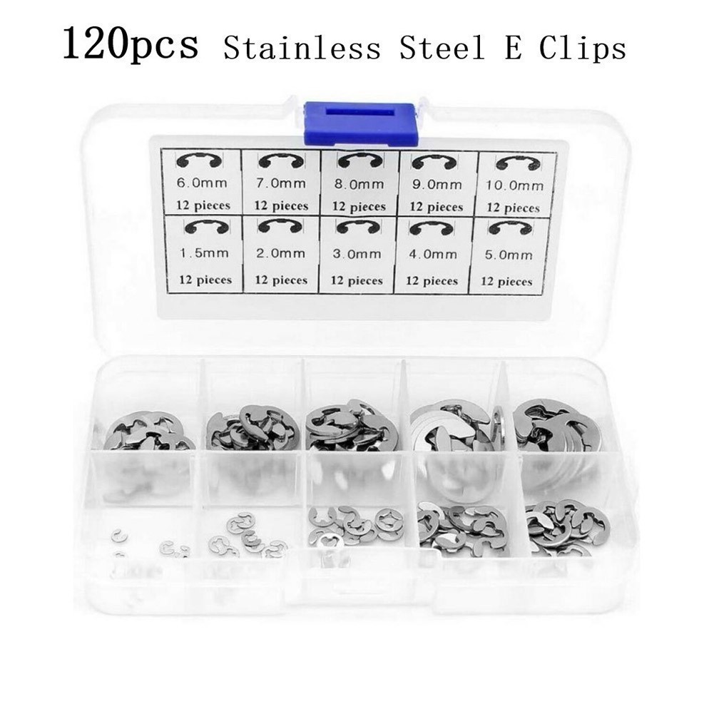 (MULSTORE) 120X Assorted M1.5 - M10 Stainless E Clips C Circlip Kit ...