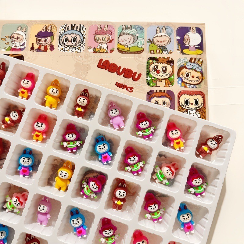 40PCS Hole Poke Labubu Doll Blind Box Surprise Gift Popmart Lotso Box ...