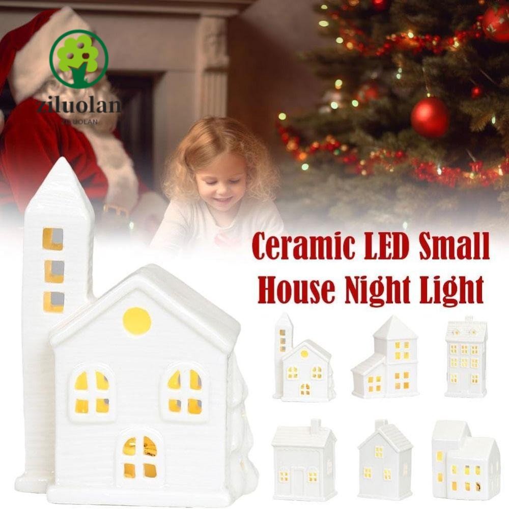 ZILUOLAN Christmas Town Scene Lamp, Ceramic Craft Christmas LED Lights ...