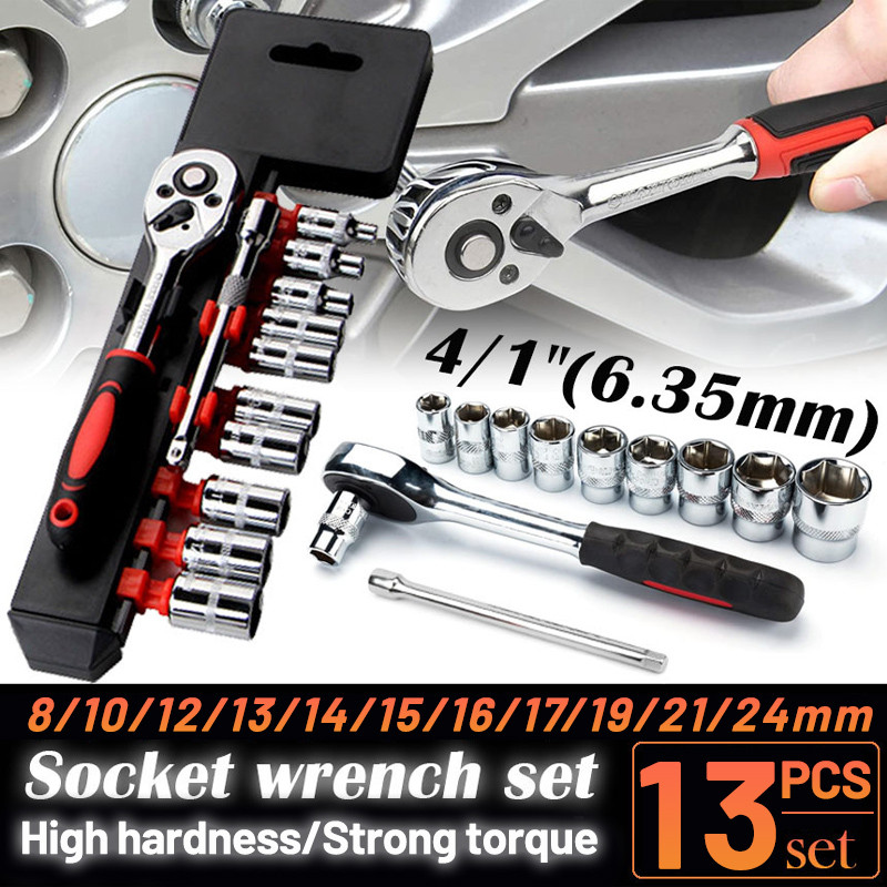 12in1 Socket Tool Set Heavy Duty Ratchet Wrench Socket Chrome Vanadium ...