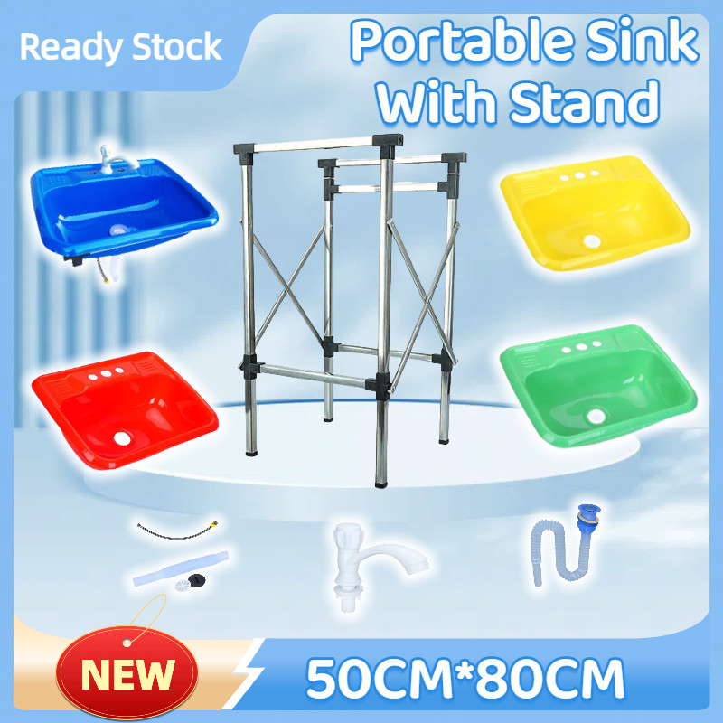 Sinki Basin Plastic Basin with Foldable Stand Dapur Mudah Portable ...