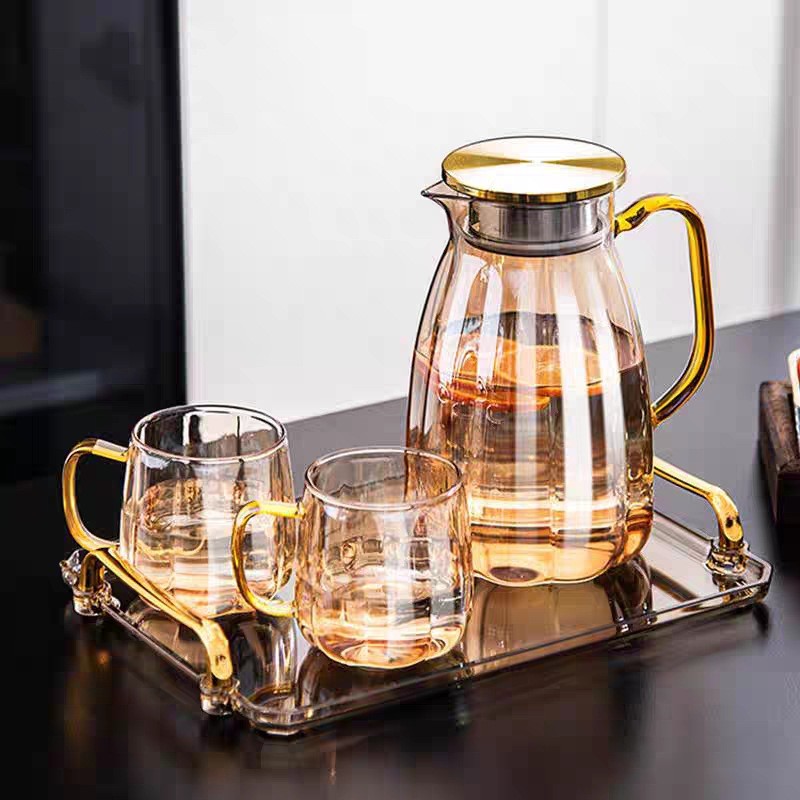 Set rumah pot air sejuk mewah ringan, gelas suhu tinggi, air mendidih ...