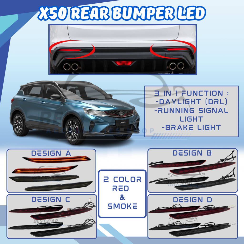 Proton X50 Reflector Rear Bumper Reflector LED DRL Fog Lamp Fog Light ...