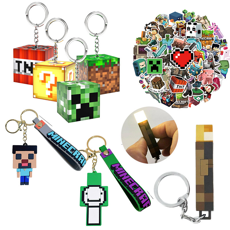 Pvc Building Minecraft Luminous Block Doll Keychains Minecraft Children ...