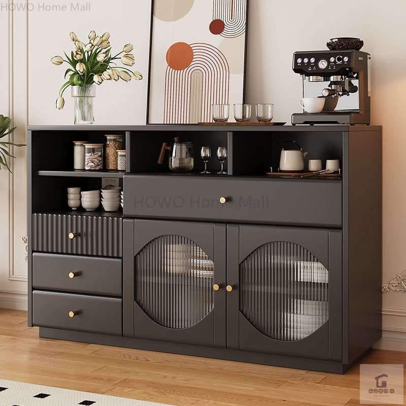 Solid wood sideboard, simple storage cabinet, kitchen light luxury tea ...