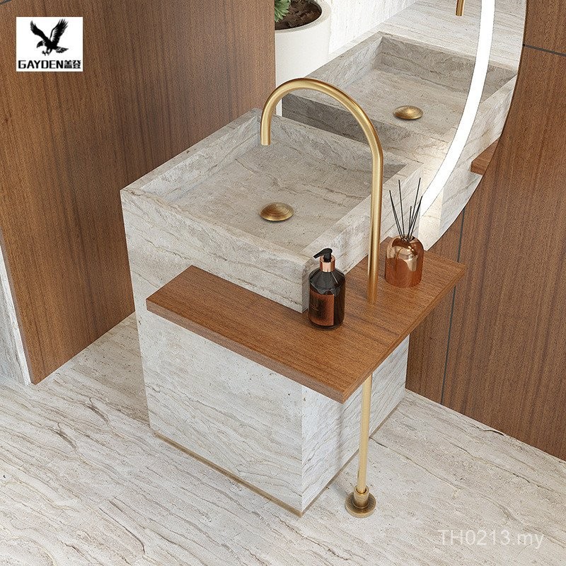 Silent Wind Cave Stone Column Basin Floor-standing Integrated Art Basin ...
