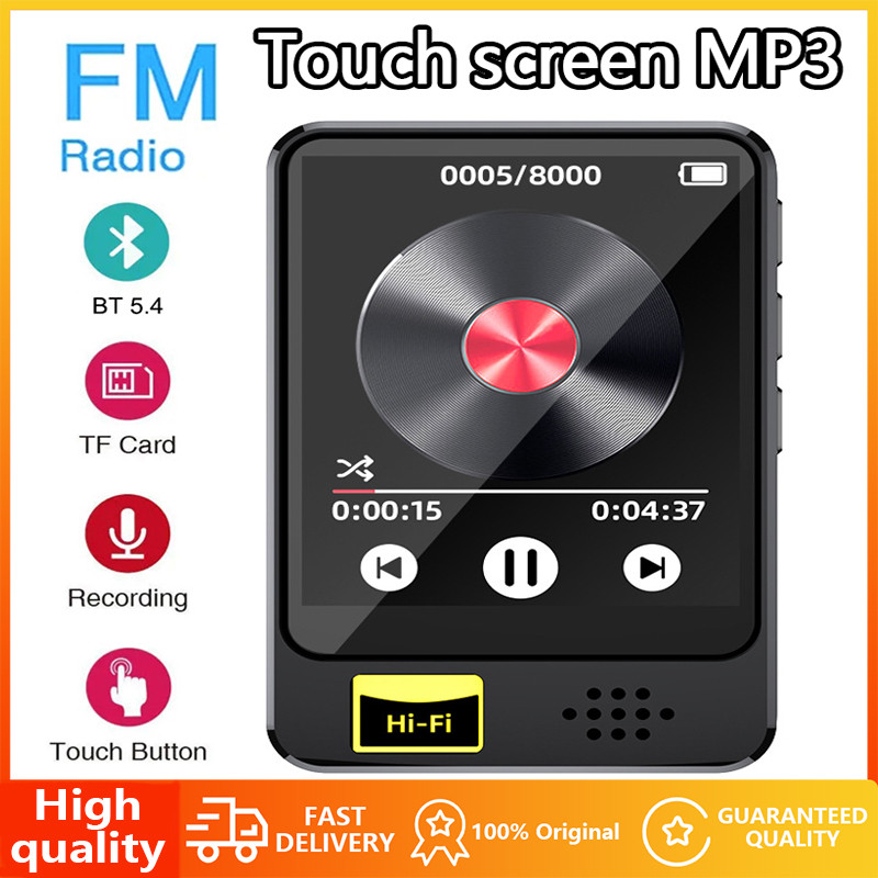 64G MP3 Music Player with Bluetooth 5.2 HiFi MP4 Walkman Touch Screen Built-in Speaker Recorder ...