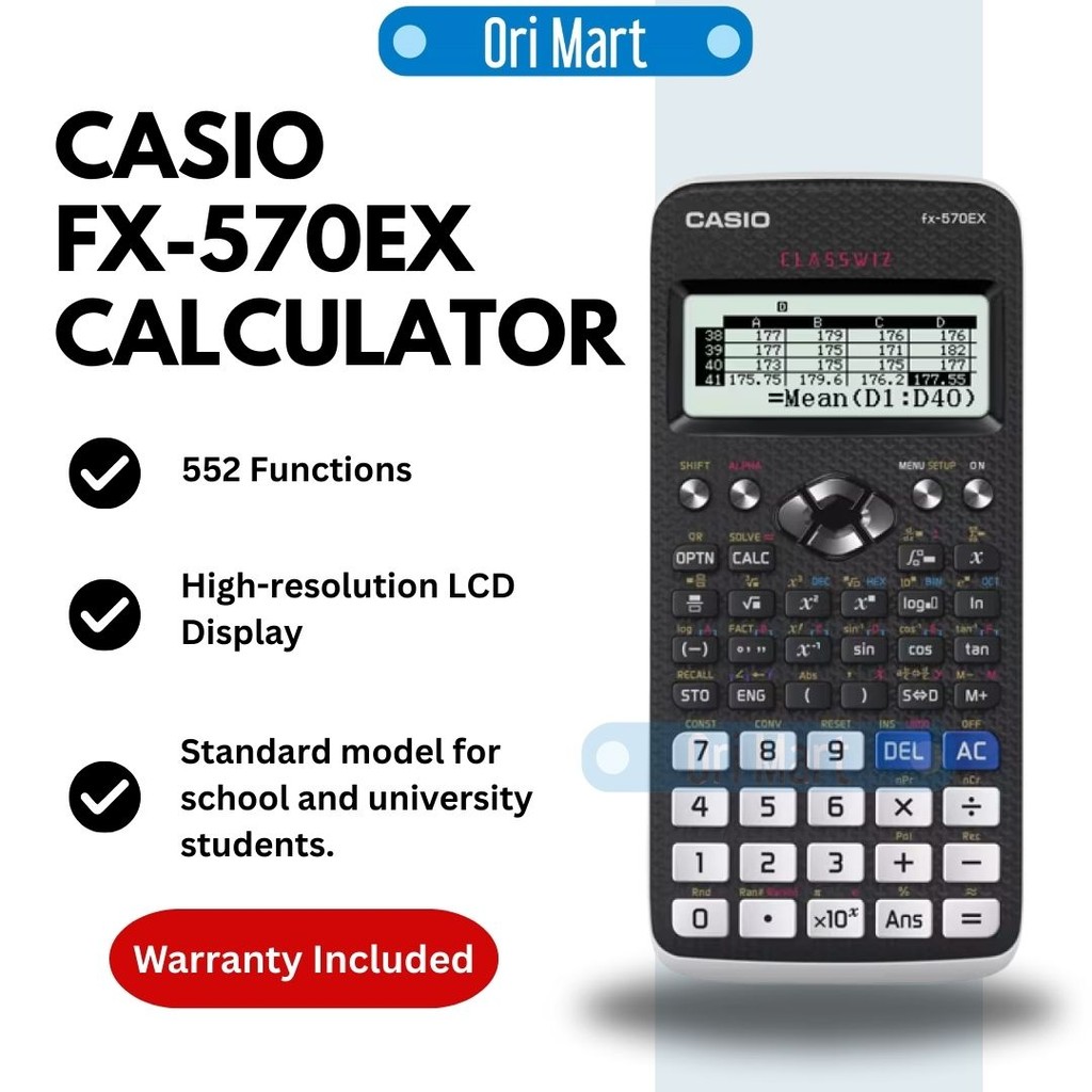 CASIO FX-570EX Calculator Scientific Calculator Student Kalkulator Saintifik Mathematical School ...