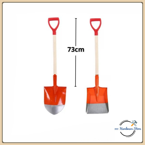 Heavy Duty Shovel With Wooden Handle ( Flat or Sharp ) / Skop Pemegang ...