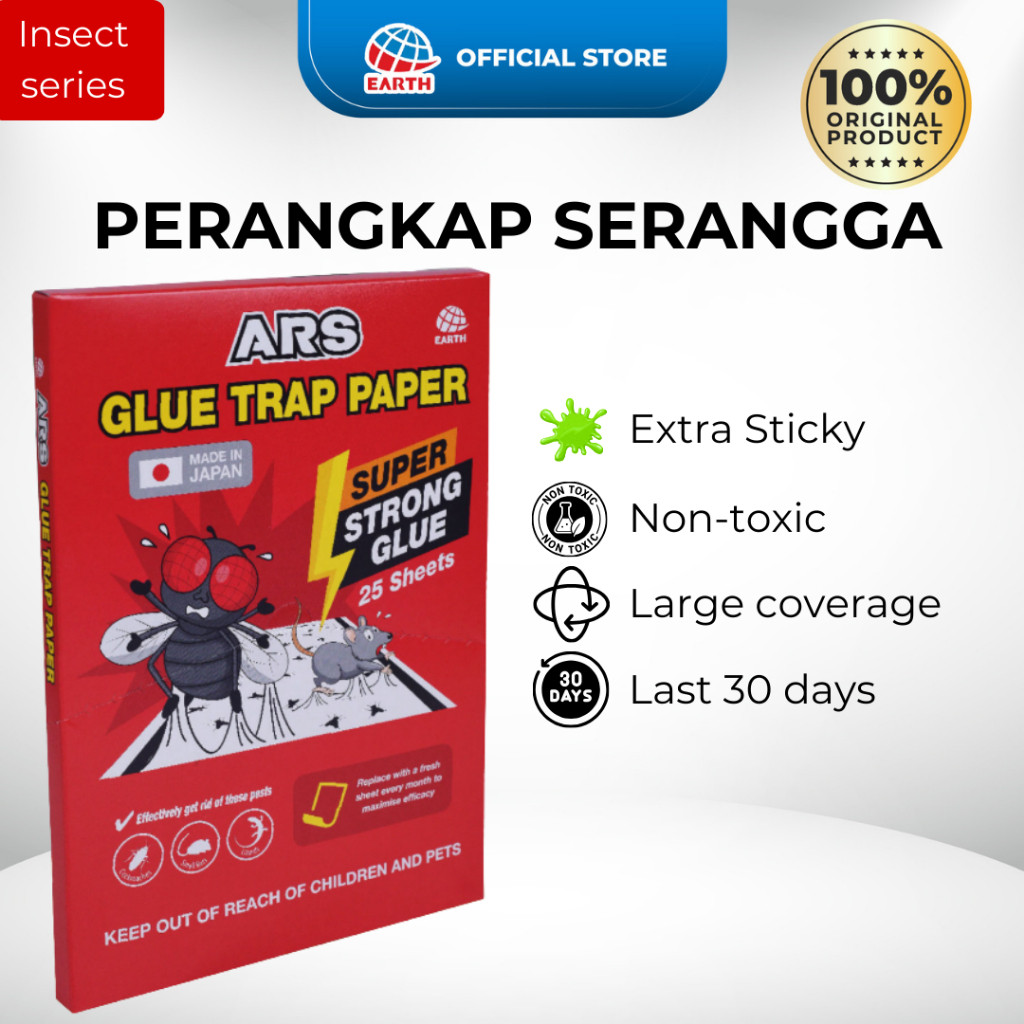 ARS Japan Strong Sticky Glue Trap Paper, Non Toxic, Fly, Cockroaches ...