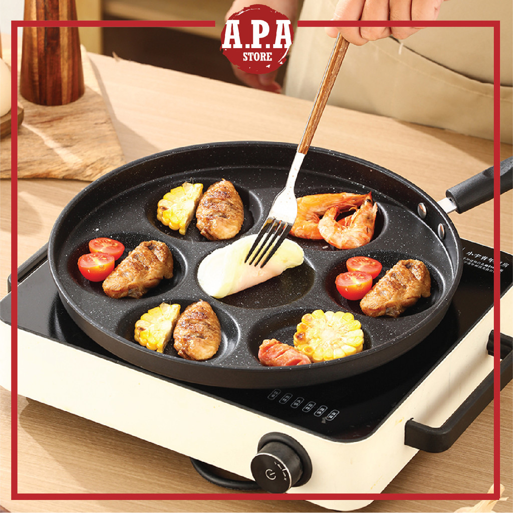 APA Kuali Masak Telur Egg Pan 7 Hole Non Stick Pancake, Kuih Sarapan ...