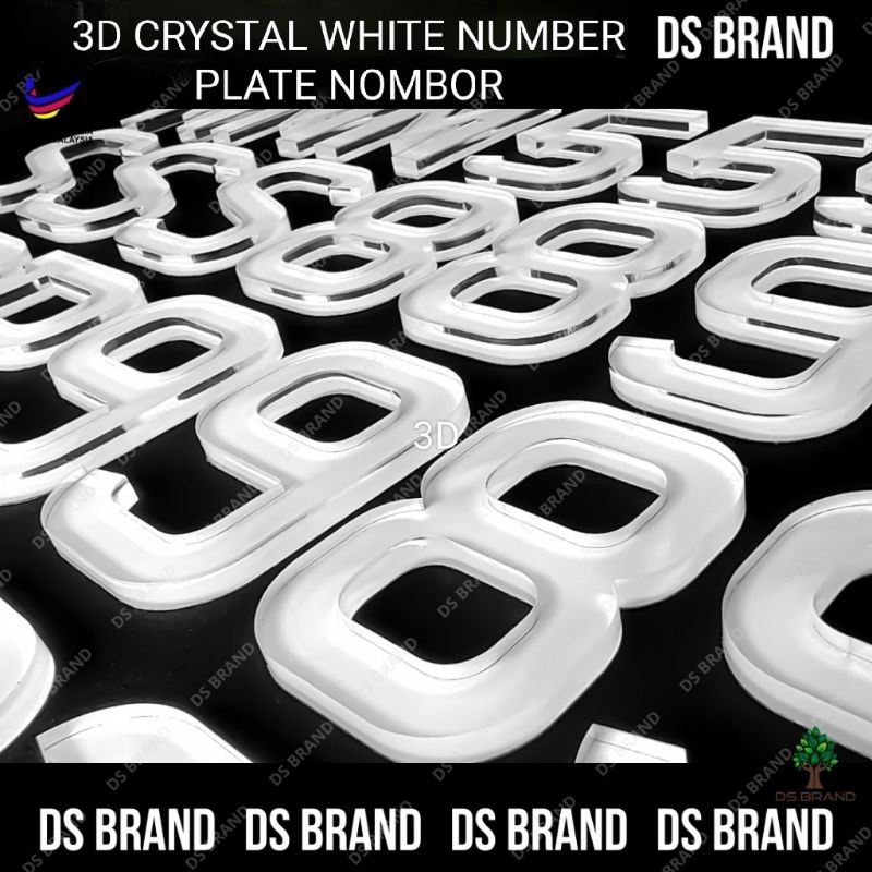 Car 3D Crystal White Number Plate / Nombor 3D Plate Kereta / Lebih ...