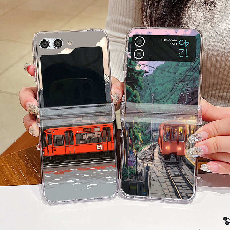 Cartoon Train Pattern Clear Phone Casing For Samsung Galaxy Z Flip 6 ...