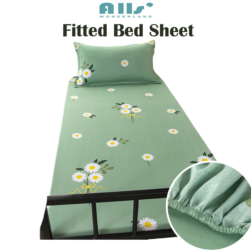 Green daisy sheet cheap fitted cadar saurng bed sheet flower design ...