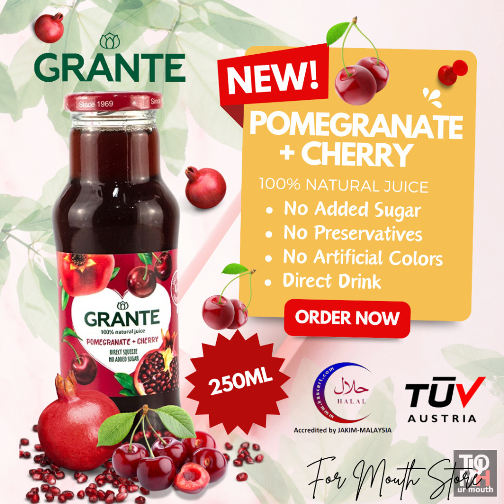 250ml GRANTE Pomegranate+Cherry Juice Jus Delima Original Delima Jus ...