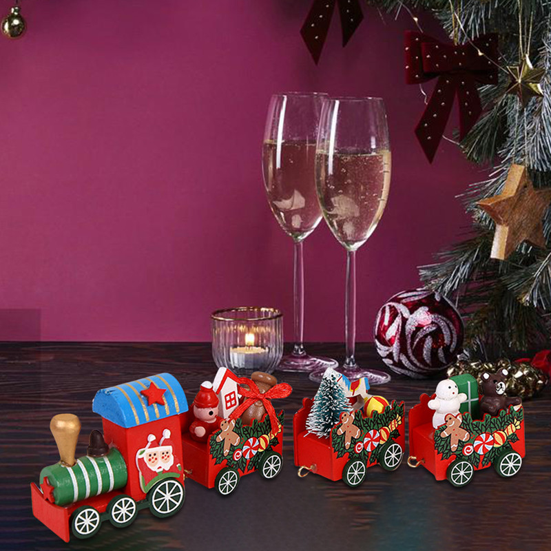 PEF-Christmas Table Decorations Wooden Train Figurine Decorations Desk ...